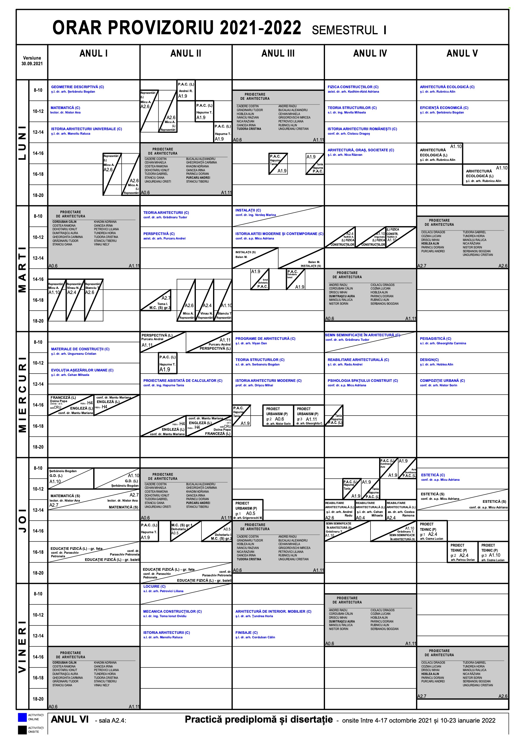 2021-2022-orar-sem-1-REV06 – Facultatea de Arhitectură „G.M. Cantacuzino”